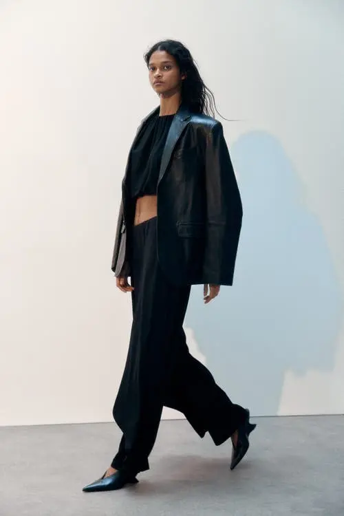 H&m Wide Leg Jersey Trousers With Wrap Detail