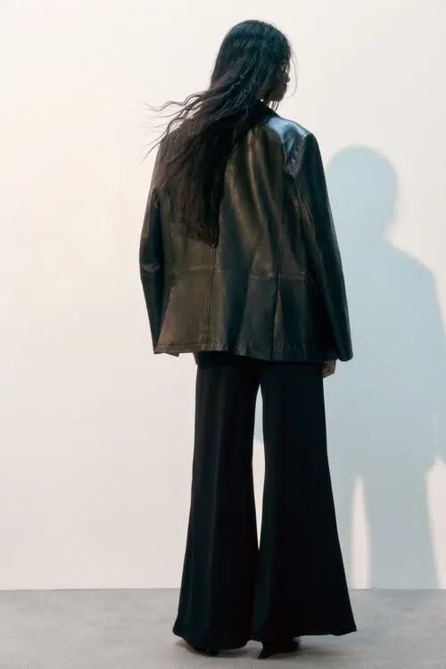 H&m Wide Leg Jersey Trousers With Wrap Detail