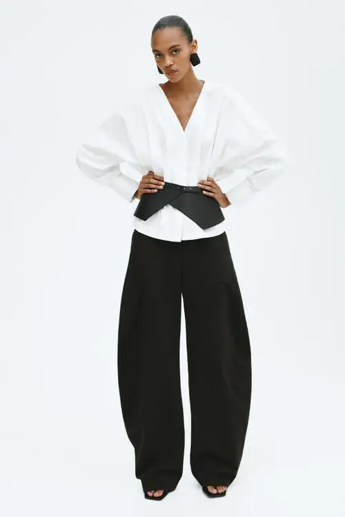 H&m Waisted Cotton Blouse