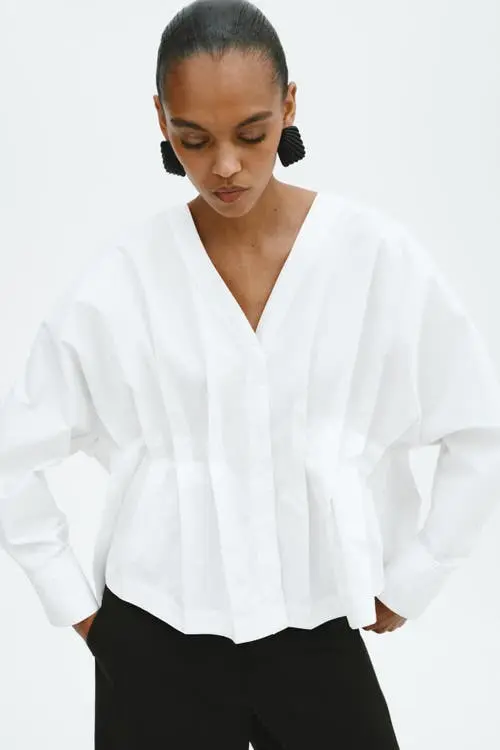 H&m Waisted Cotton Blouse