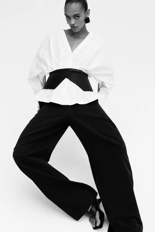 H&m Waisted Cotton Blouse