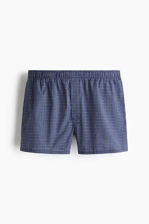 H&m 4-pack Woven Boxer Shorts - Dark Blue/checked