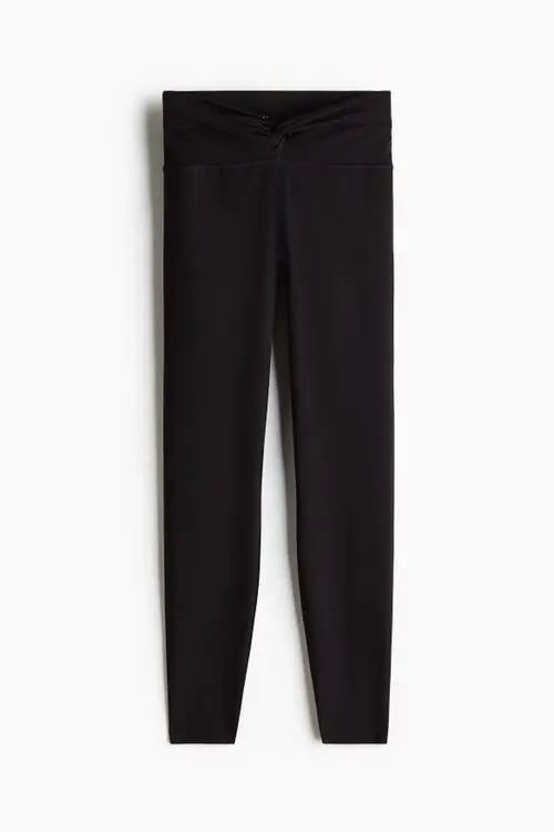 H&m Softmove™ Sports Leggings With High Waist And Twisted Detail - Black