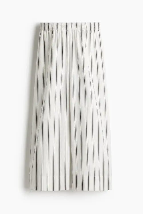 H&m Ankle-length Cotton Trousers With Elasticated Waist
