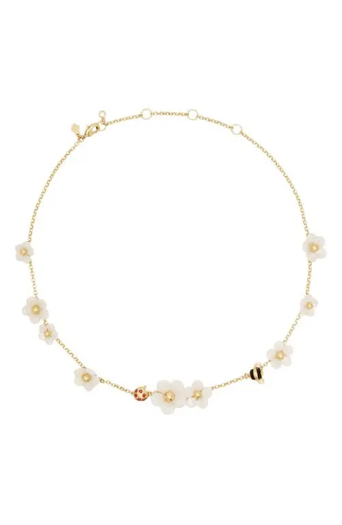 Kate Spade New York Goldtone Ladybug, Bumblebee, And Flower Charm Necklace - White