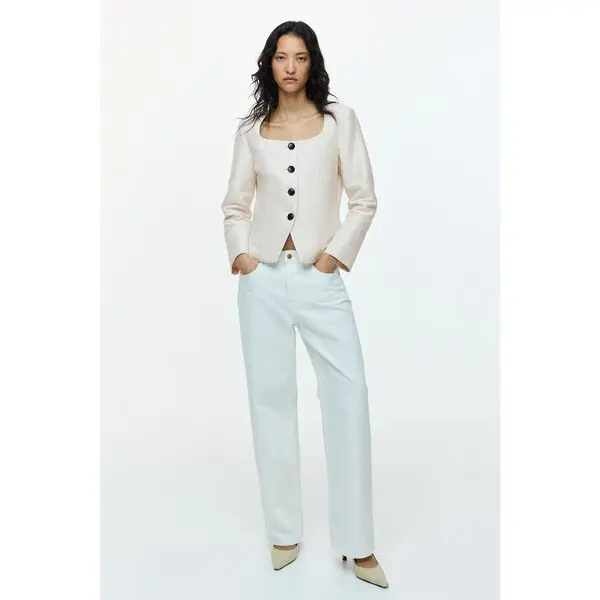 H&M Square-neck Blazer With Button Detail