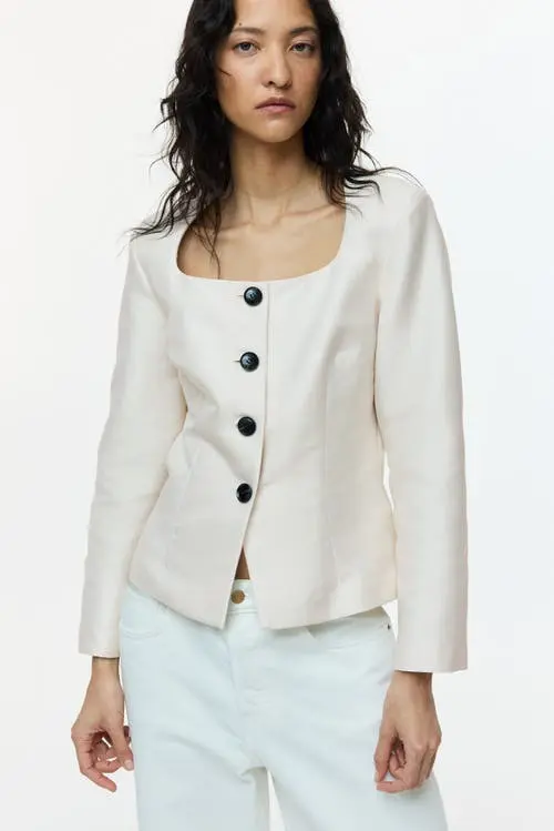 H&M Square-neck Blazer With Button Detail