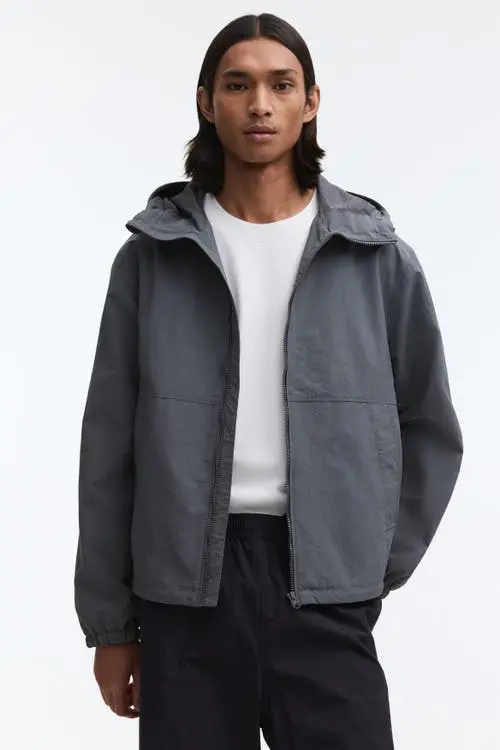 H&m Water-repellent Nylon Hooded Windbreaker - Gray