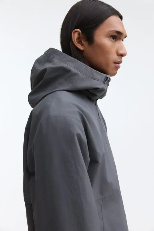 H&m Water-repellent Nylon Hooded Windbreaker - Gray
