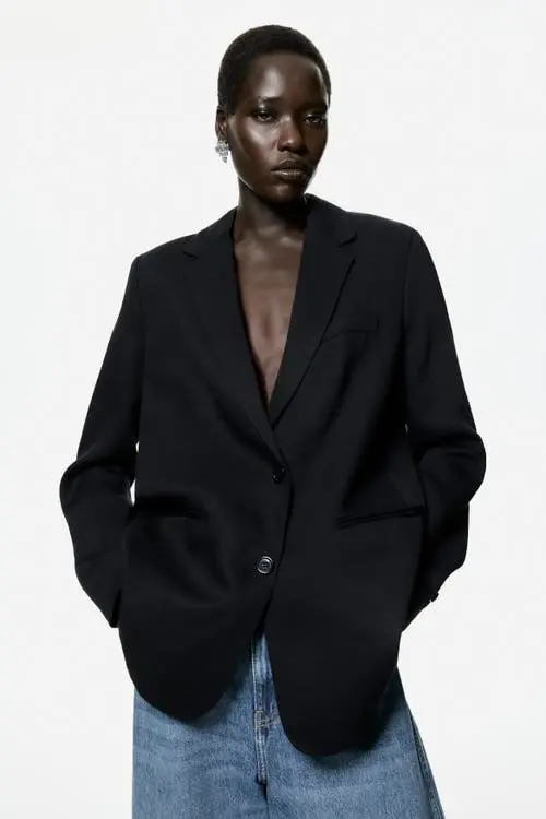 H&m Single-breasted Blazer In Twill - Black