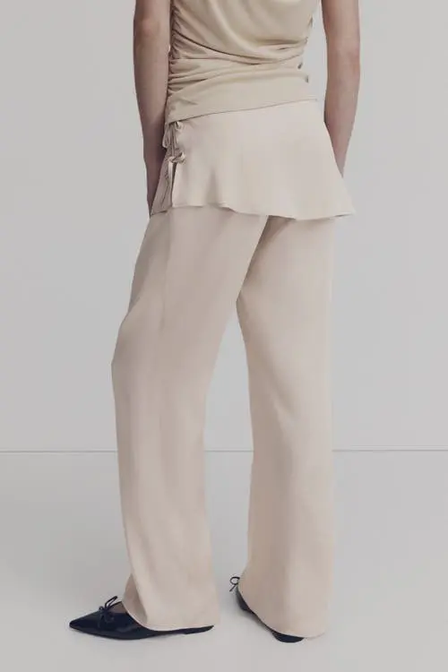 H&m Layered Satin Trousers With Wrap Skirt