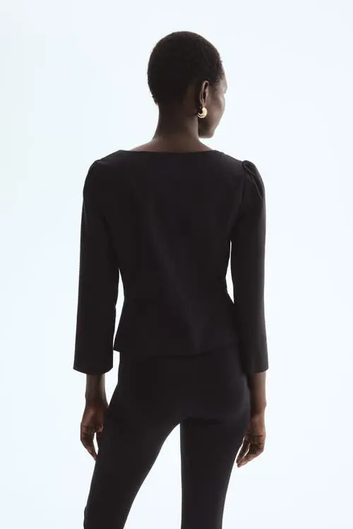 H&m Square Neck Blazer With Puff Sleeves
