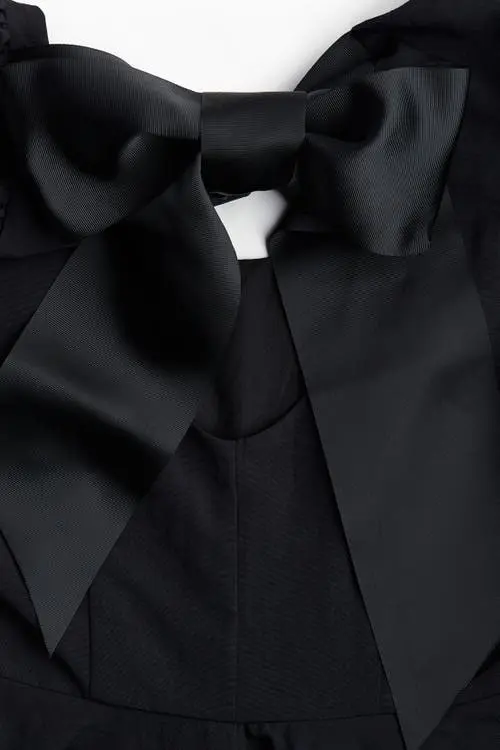 H&m Balloon-sleeved Dress With Bow Detail