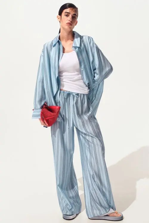 H&m Wide Leg Striped Trousers