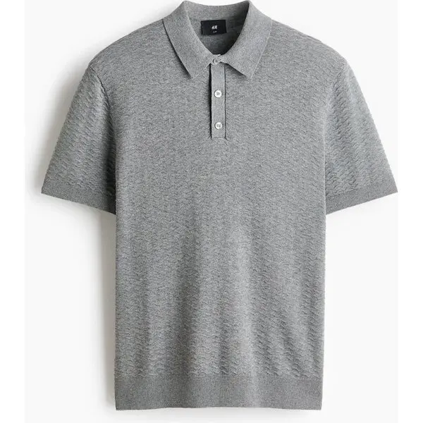 H&m Slim Fit Polo Shirt - Gray