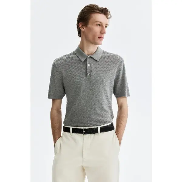 H&m Slim Fit Polo Shirt - Gray