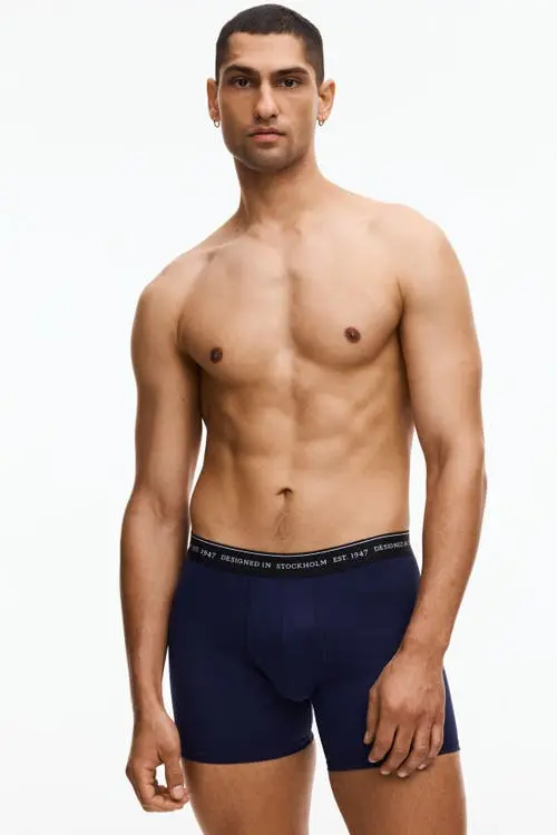 H&m 3-pack Coolmax® Mid-length Boxer Briefs - Red/white/navy Blue