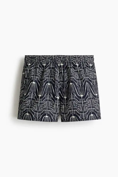 H&m Printed Swim Shorts - Navy Blue/patterned