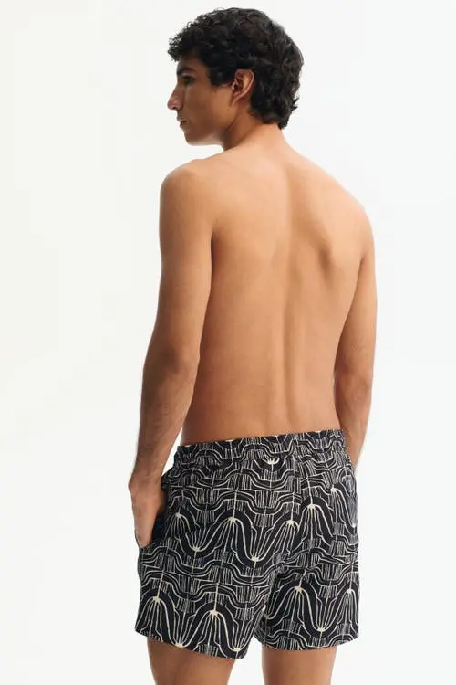 H&m Printed Swim Shorts - Navy Blue/patterned