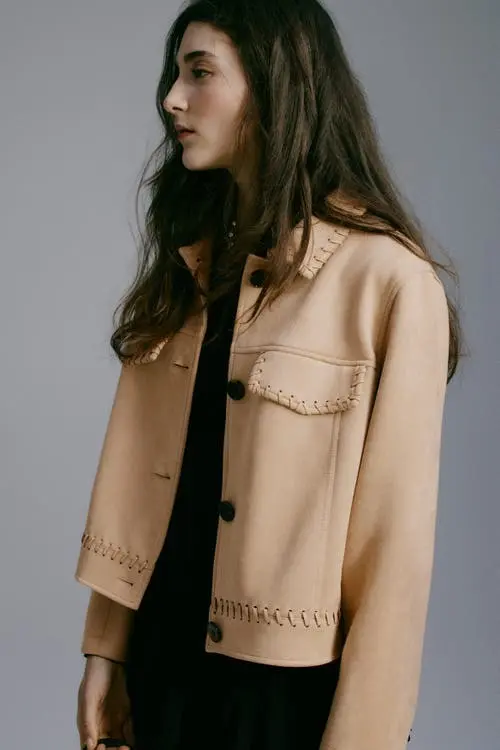 H&m Short Interlock Jersey Jacket With Whipstitch Details