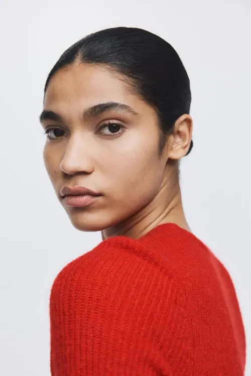H&m Rib-knit Peplum Top With Round Neckline And Short Sleeves
