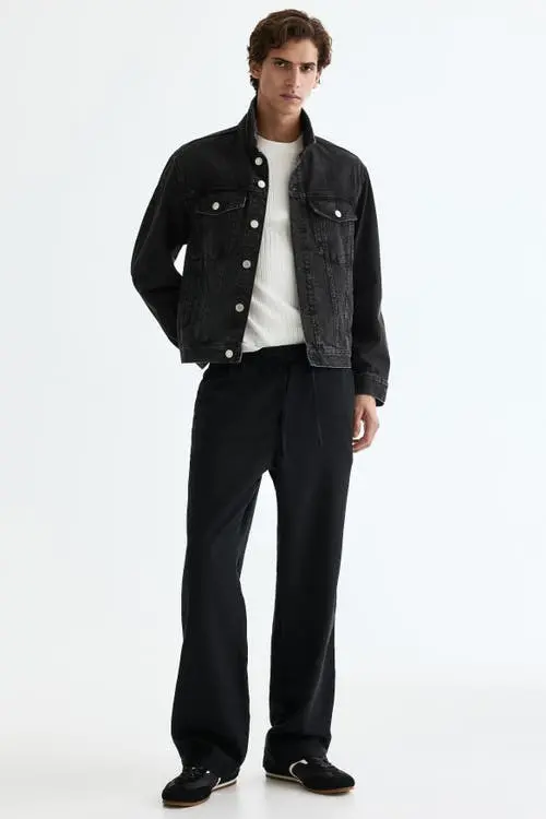 H&m Relaxed Fit Linen-blend Trousers - Black
