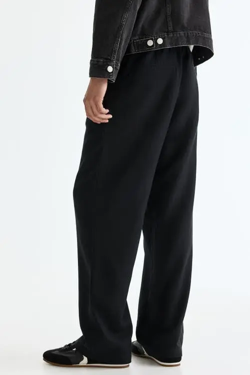 H&m Relaxed Fit Linen-blend Trousers - Black