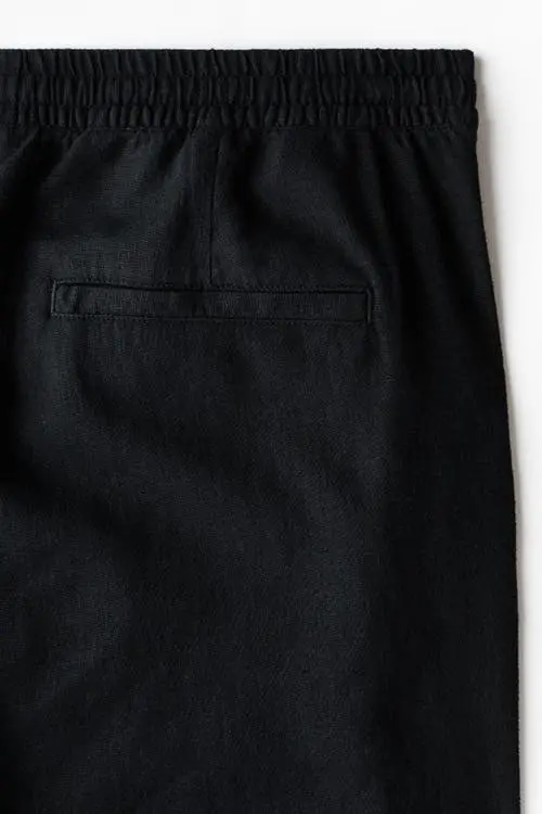 H&m Relaxed Fit Linen-blend Trousers - Black