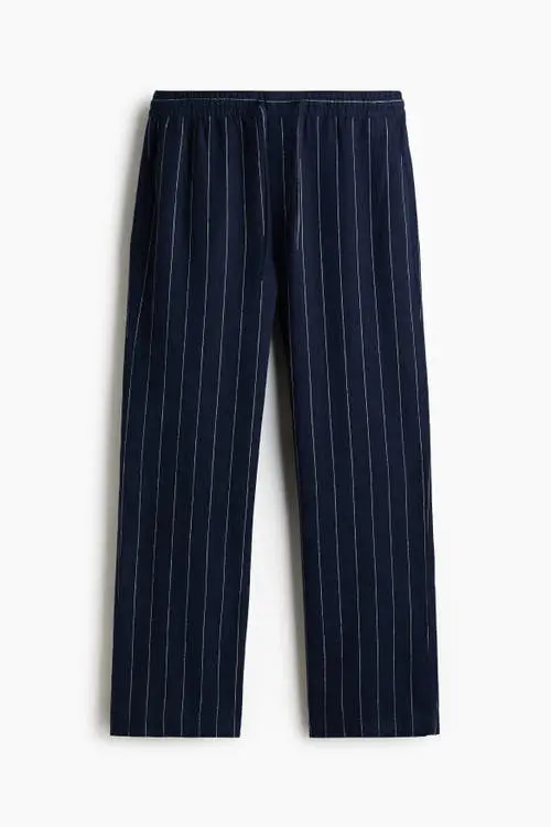 H&m Relaxed Fit Linen-blend Trousers - Navy Blue/striped
