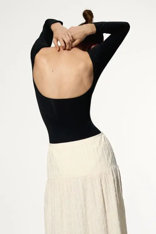 H&m Textured Jersey A-line Midi Skirt