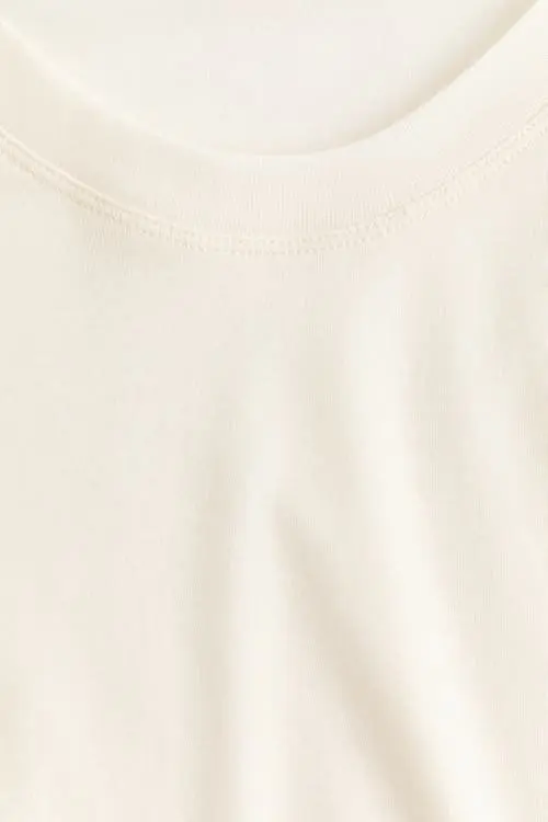 H&m Scoop Neck Pima Cotton T-shirt - Ivory