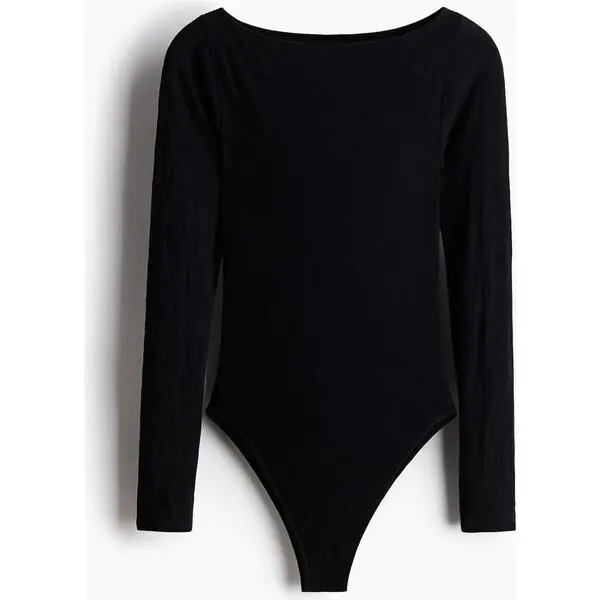 H&m Seamless Lace Long Sleeve Bodysuit