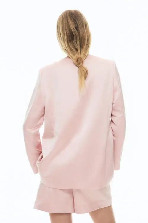 H&m Collarless Satin Blazer