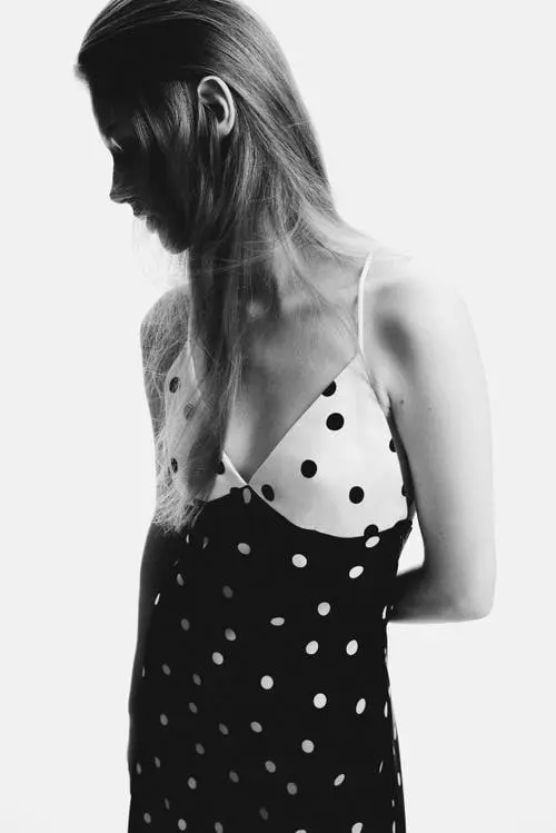 H&m Satin Polka Dot V-neck Midi Dress