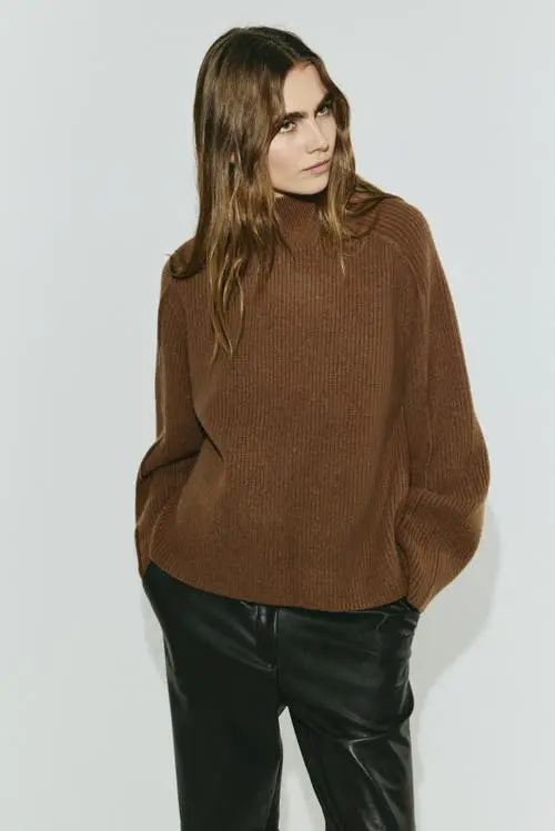 H&m Rib-knit Mock Neck Oversized Sweater
