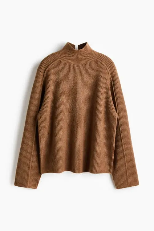 H&m Rib-knit Mock Neck Oversized Sweater