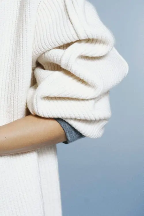 H&m Rib-knit Turtleneck Jumper With Back Slit - Light Beige