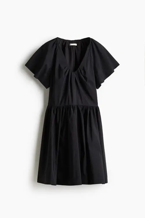 H&m Butterfly-sleeved V-neck Dress