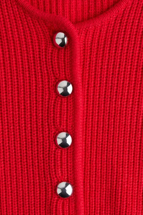 H&m Rib-knit Cardigan With Metal Buttons