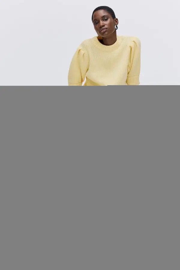 H&m Rib-knit Puff Sleeve Top