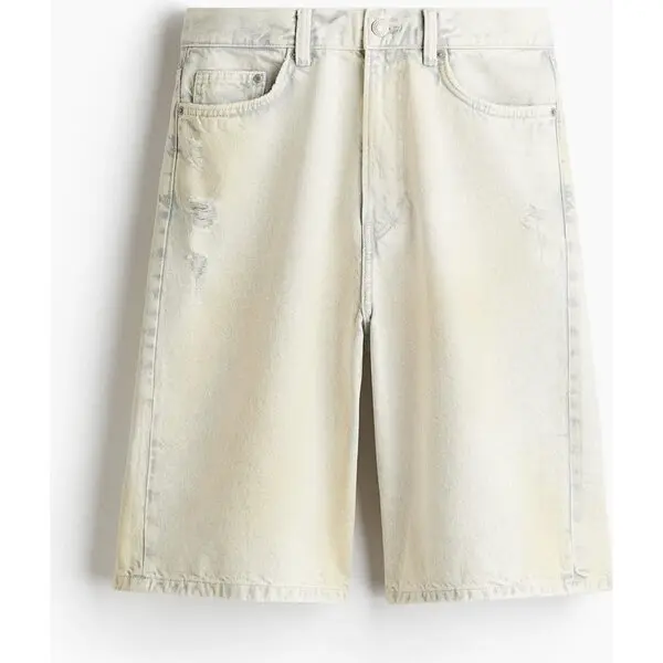 H&m Baggy Denim Shorts - Pale Denim Blue