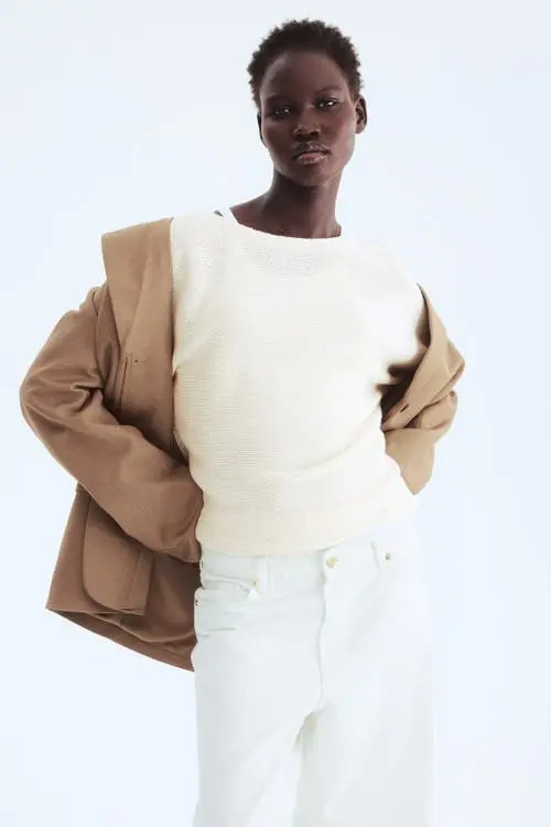 H&m Horizontal Rib Boat Neck Jumper