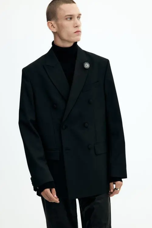 H&m Relaxed Fit Wool-blend Tuxedo Jacket