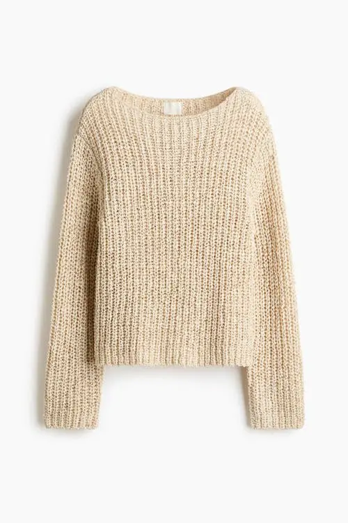 H&m Textured Rib Knit Boat Neck Jumper