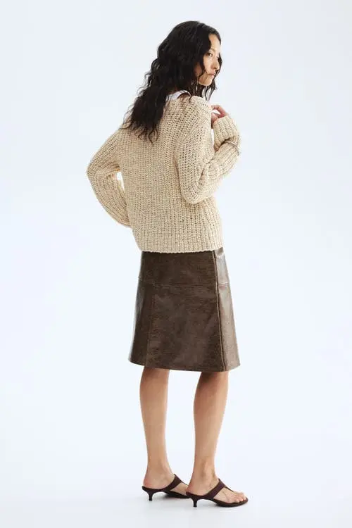 H&m Textured Rib Knit Boat Neck Jumper