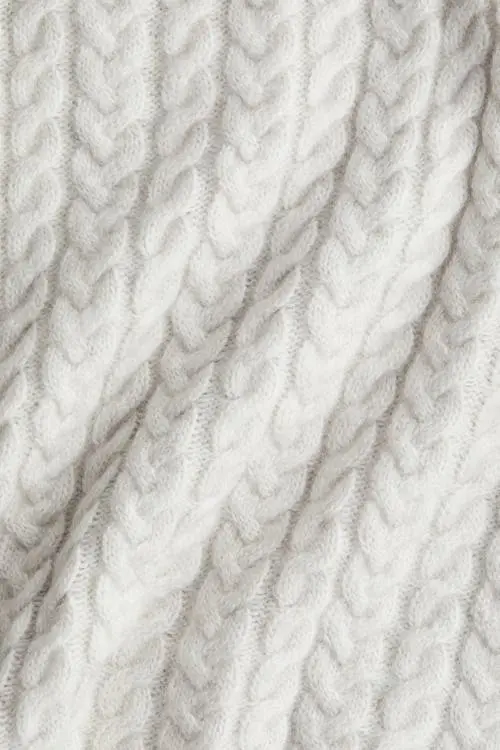 H&m Cable Knit Jumper With Ribbed Crew Neck And Dropped Shoulders - Light Gray