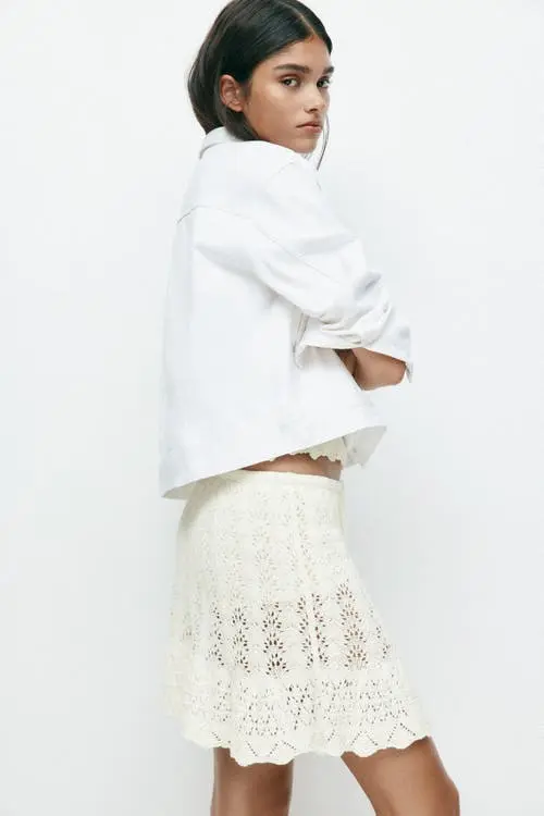 H&M Pointelle Knit Flared Skirt