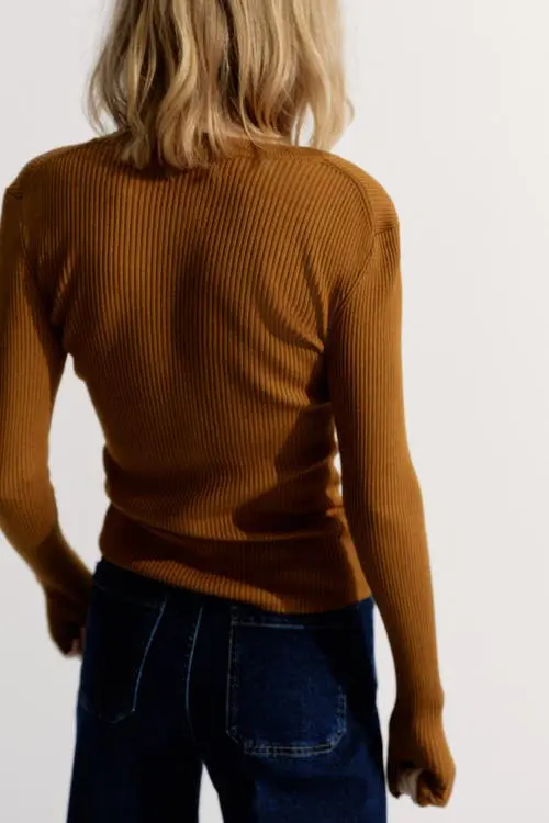 H&m Rib-knit Button-front Top