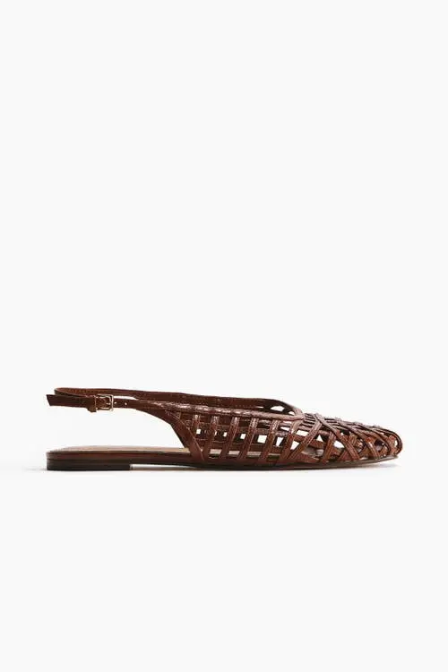 H&m Braided Look Slingbacks With Adjustable Heel Strap - Brown