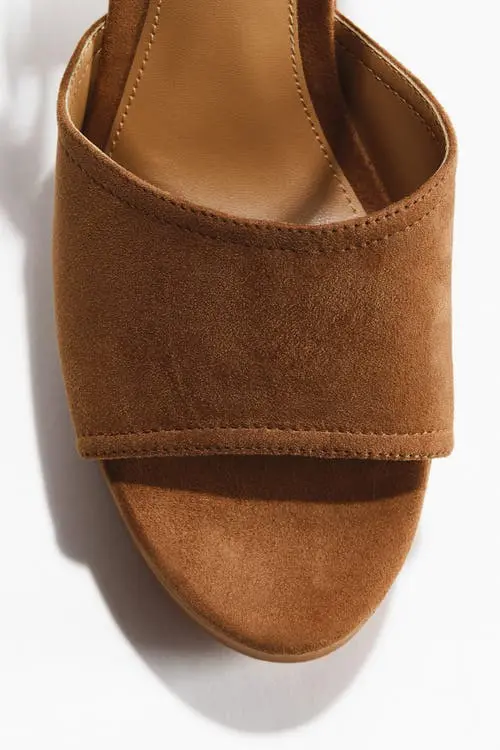 H&m Block-heeled Platform Sandals With Adjustable Ankle Strap